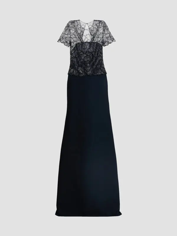 Naeem Khan Beaded Bodice Trumpet Gown