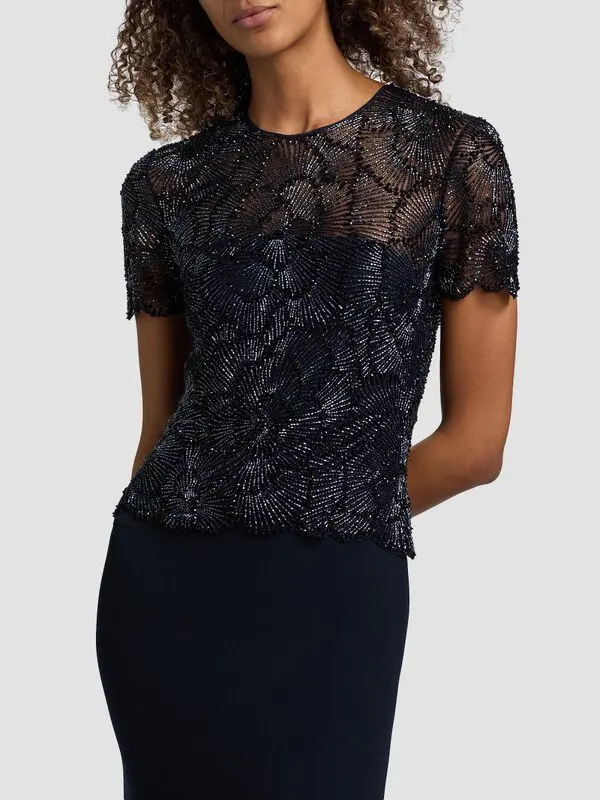 Naeem Khan Beaded Bodice Trumpet Gown