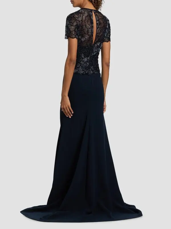 Naeem Khan Beaded Bodice Trumpet Gown