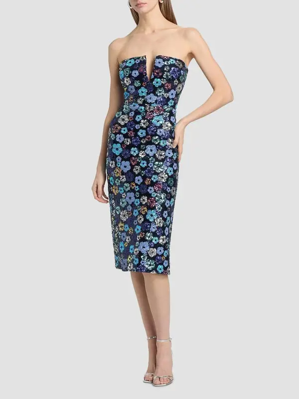 Ramy Brook Ella Floral-sequinned Midi-dress