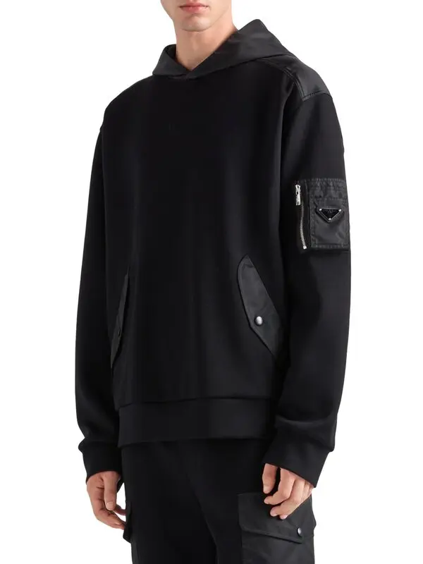 Prada Cotton Fleece And Re-nylon Hoodie