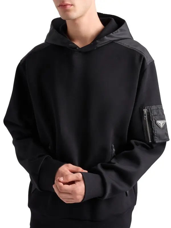 Prada Cotton Fleece And Re-nylon Hoodie