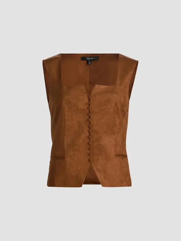 TOCCIN Ariana Faux-suede Button-front Top