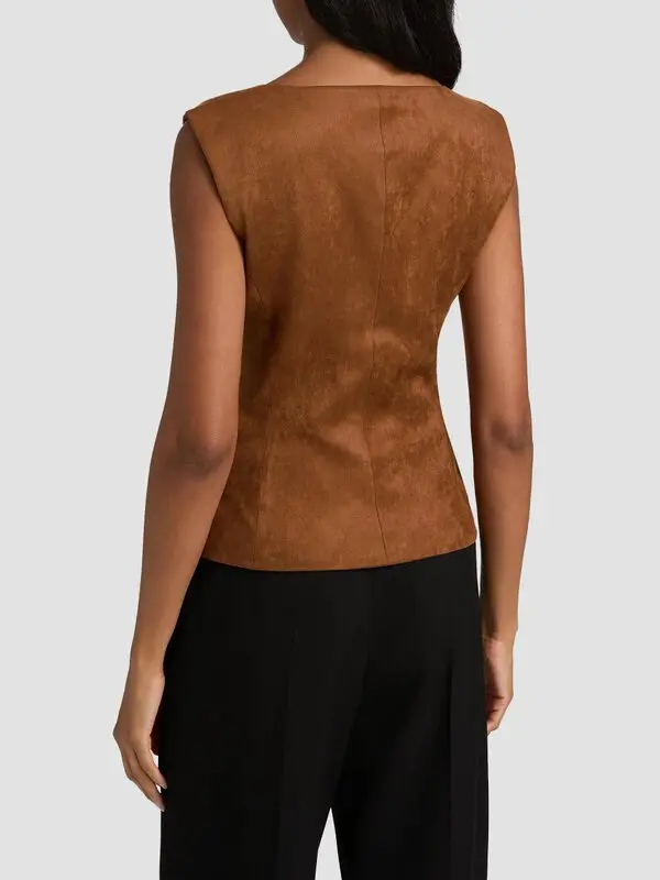 TOCCIN Ariana Faux-suede Button-front Top
