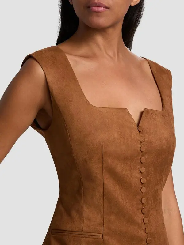 TOCCIN Ariana Faux-suede Button-front Top