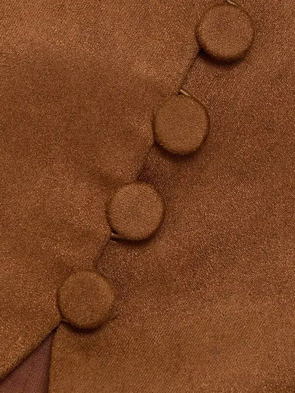 TOCCIN Ariana Faux-suede Button-front Top