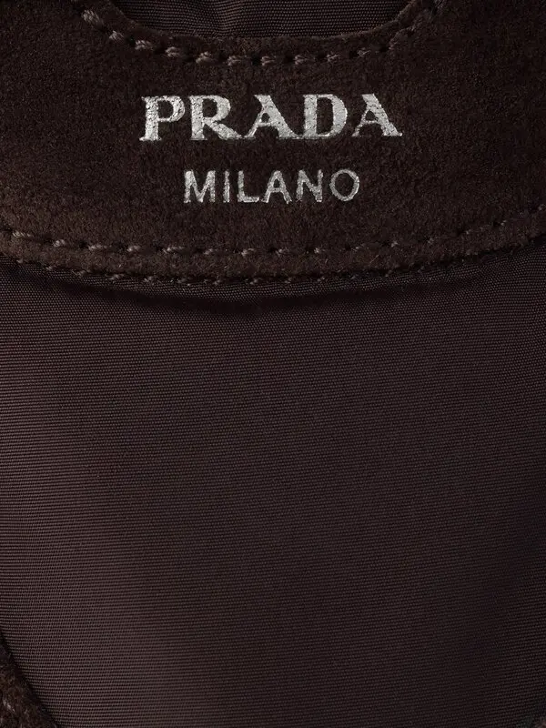 Prada Collapse Re-nylon And Suede Mules - Brown