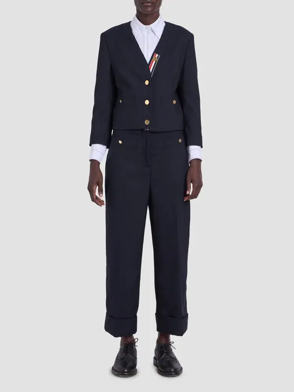 Thom Browne Wool Cardigan-style Pocket Trousers