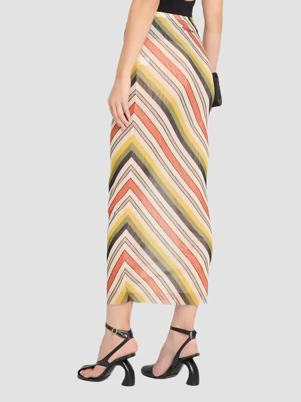 JEAN PAUL GAULTIER Retro Stripe Mesh Maxi Skirt