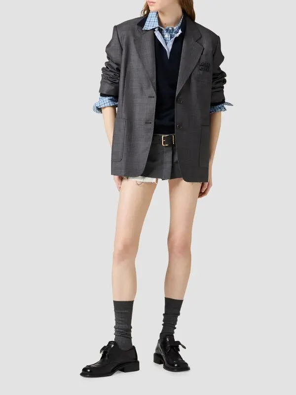 Miu Miu Prince Of Wales Checked Wool Blazer