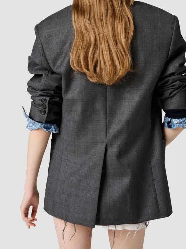 Miu Miu Prince Of Wales Checked Wool Blazer