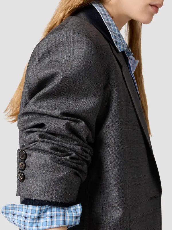 Miu Miu Prince Of Wales Checked Wool Blazer