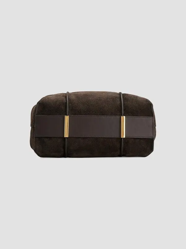 TOD'S Medium Suede Shopping Tote Bag - Palissandro