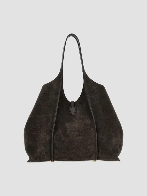 TOD'S Medium Suede Shopping Tote Bag - Palissandro