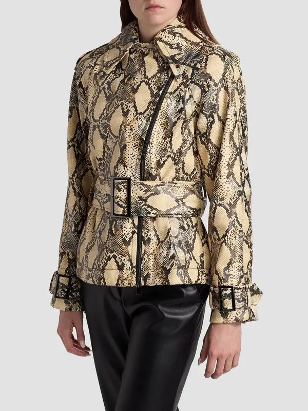 TOCCIN Brando Snake-embossed Faux Leather Biker Jacket