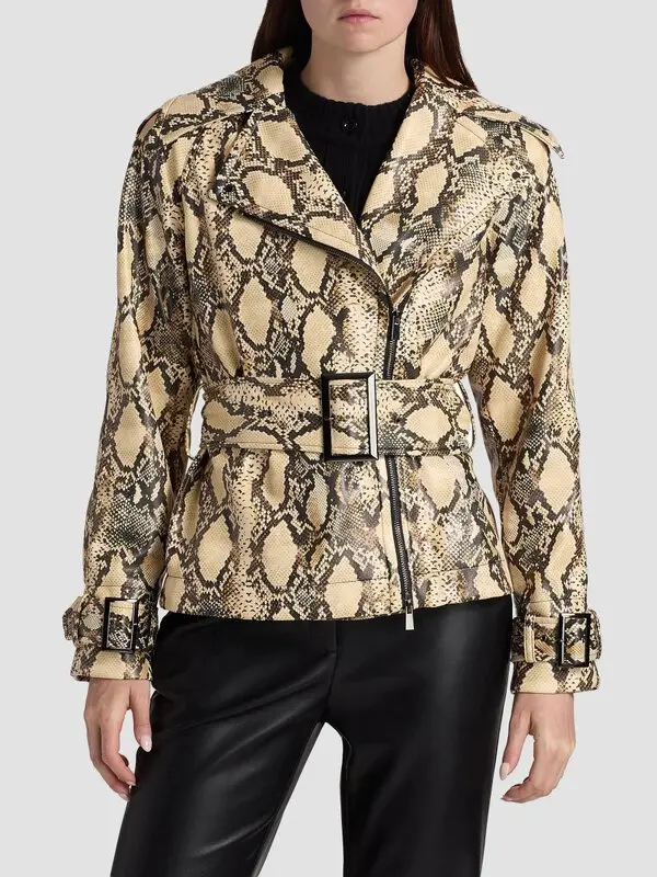TOCCIN Brando Snake-embossed Faux Leather Biker Jacket