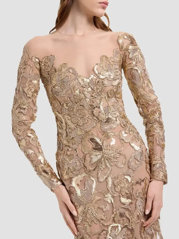Elie Saab Raffia Embroidered Gown
