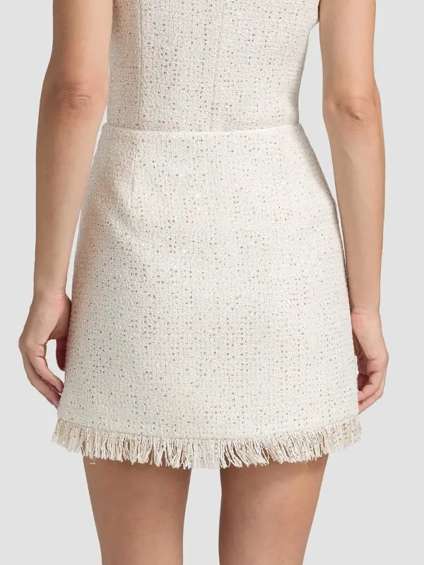 TOCCIN Maris Sequined Fringe-trimmed Miniskirt