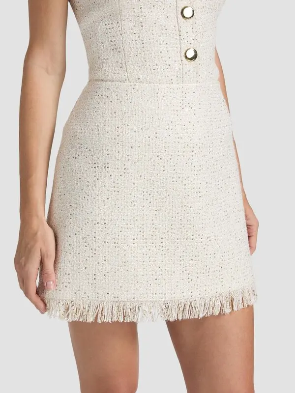 TOCCIN Maris Sequined Fringe-trimmed Miniskirt