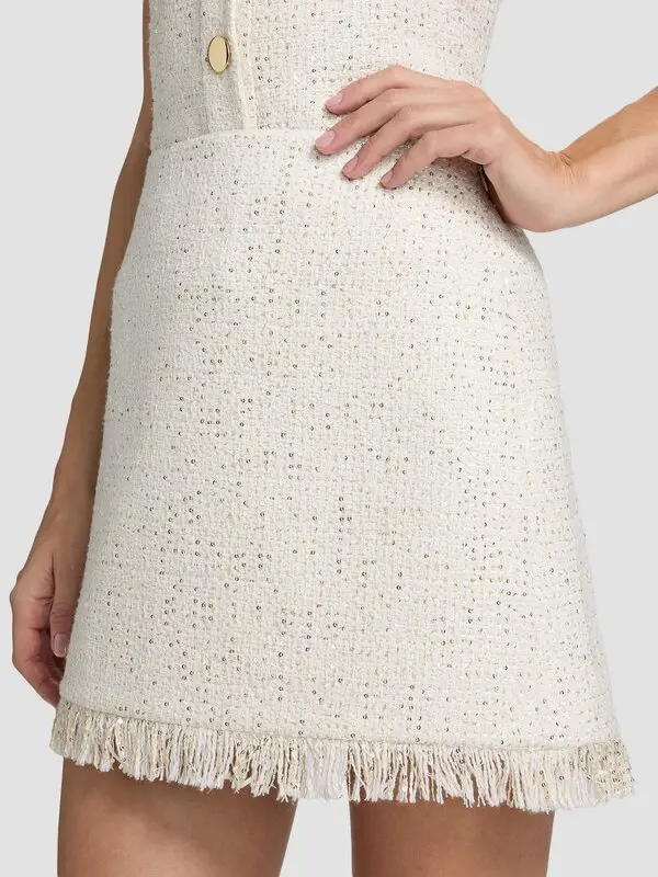 TOCCIN Maris Sequined Fringe-trimmed Miniskirt