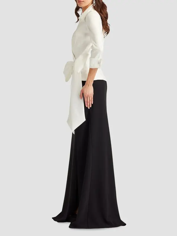 Tadashi Shoji Mixed-media Bow Gown