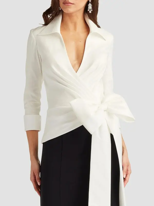 Tadashi Shoji Mixed-media Bow Gown
