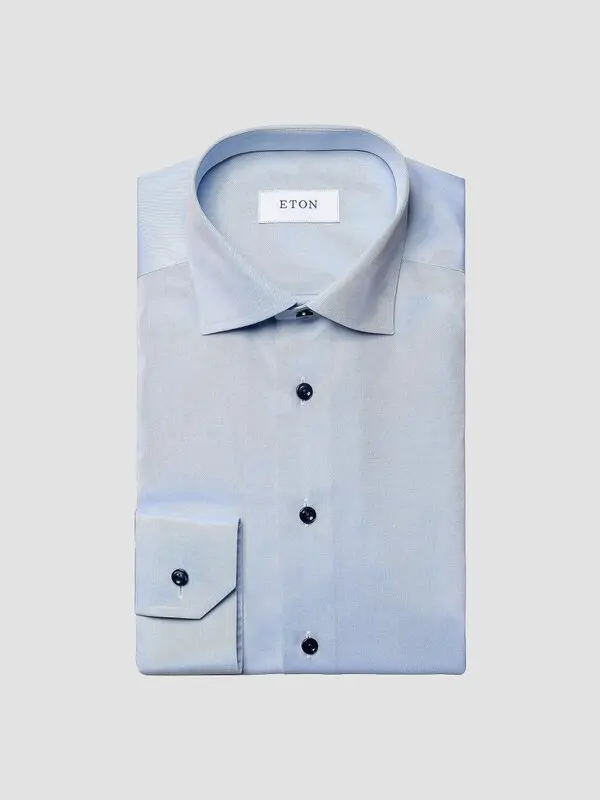Eton Slim-fit Cotton Twill Button-front Shirt - Blue