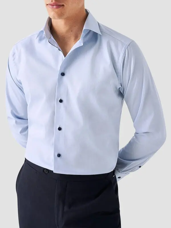 Eton Slim-fit Cotton Twill Button-front Shirt - Blue