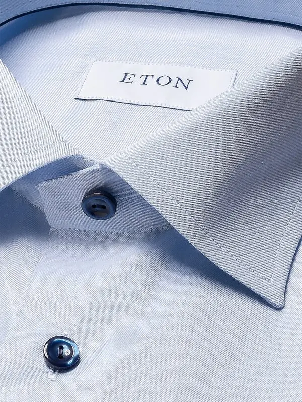 Eton Slim-fit Cotton Twill Button-front Shirt - Blue