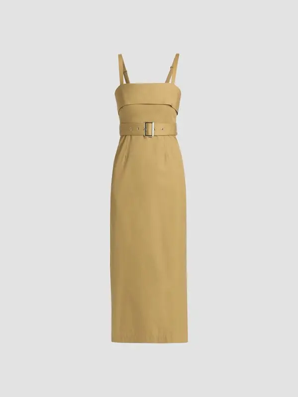 TOCCIN Theodora Belted Cotton Midi-dress - Biscotti