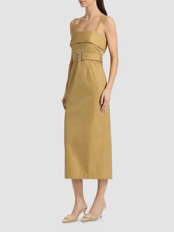 TOCCIN Theodora Belted Cotton Midi-dress