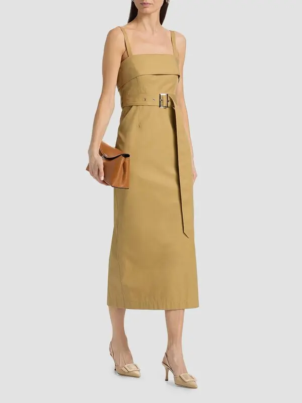 TOCCIN Theodora Belted Cotton Midi-dress