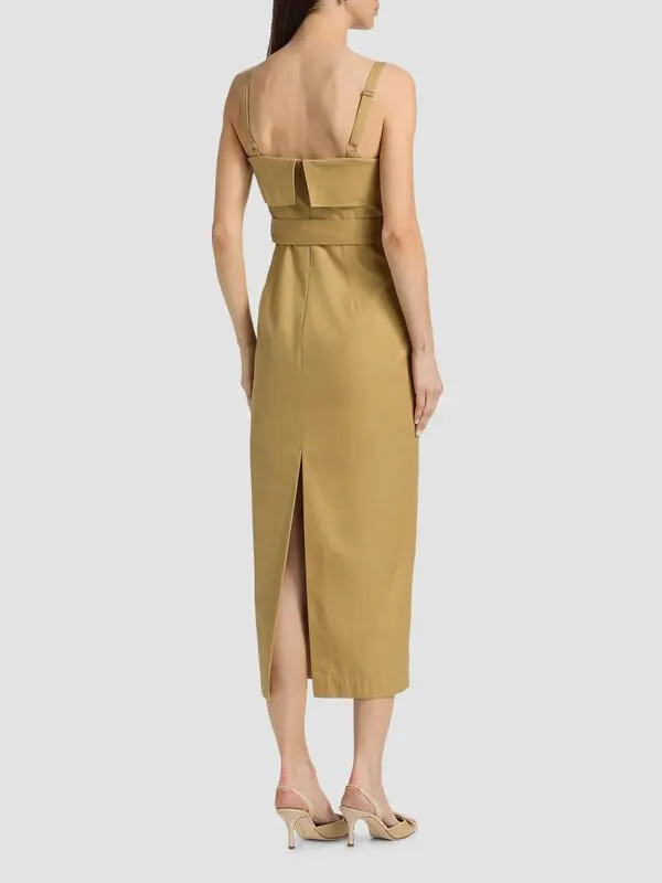 TOCCIN Theodora Belted Cotton Midi-dress