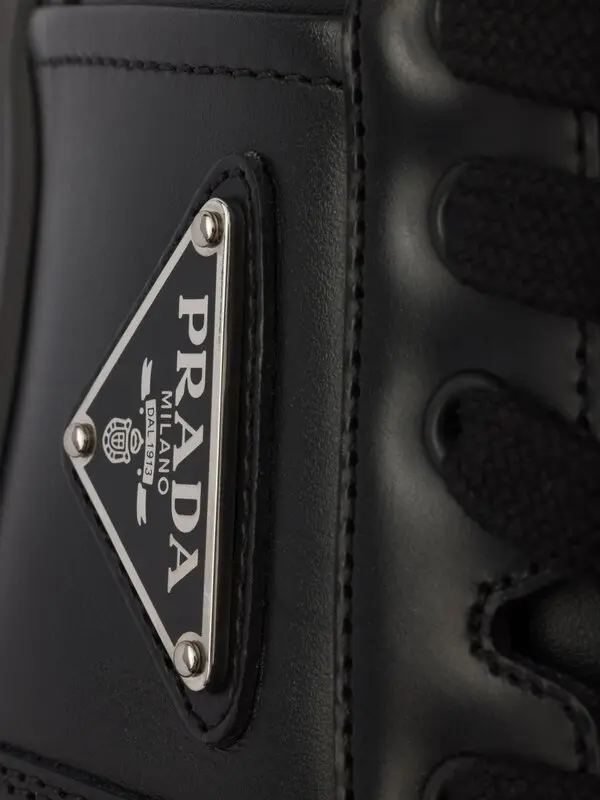 Prada Downtown Leather Sneakers - Black