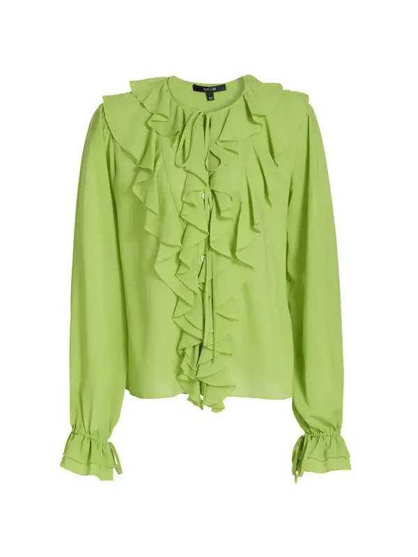 TOCCIN Tobi Ruffled Georgette Blouse - Lime