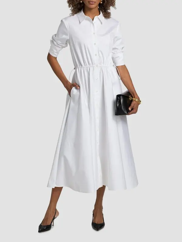 TOCCIN Anika Poplin Drawstring Midi-shirtdress - Optic