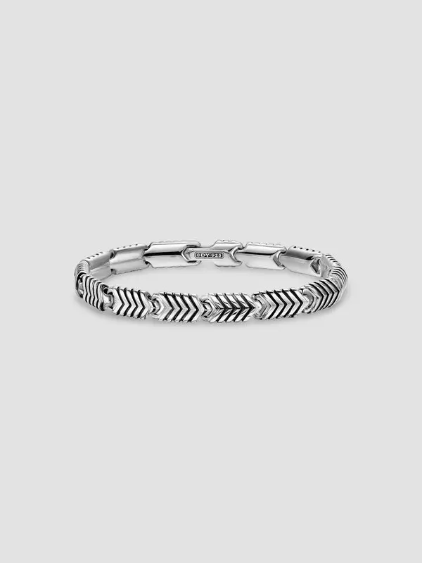 David Yurman Chevron Link Bracelet In Sterling 7.6mm - Silver