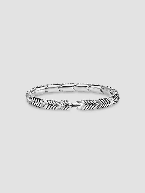 David Yurman Chevron Link Bracelet In Sterling 7.6mm - Silver