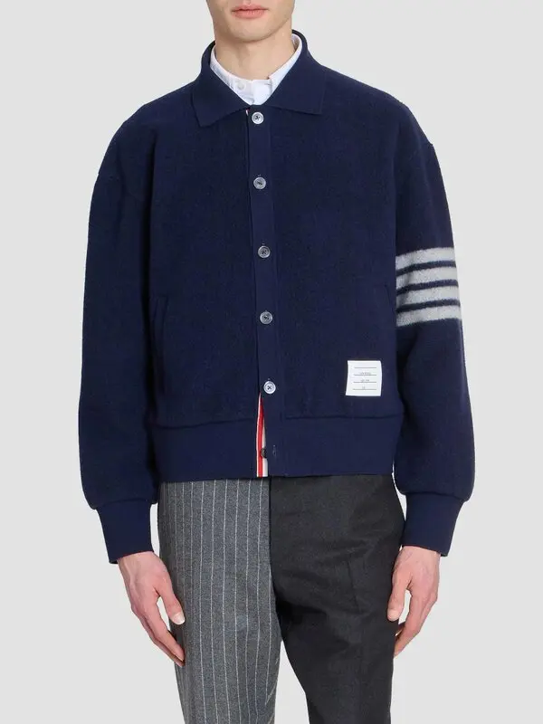 Thom Browne Wool Fleece Collared Jacket