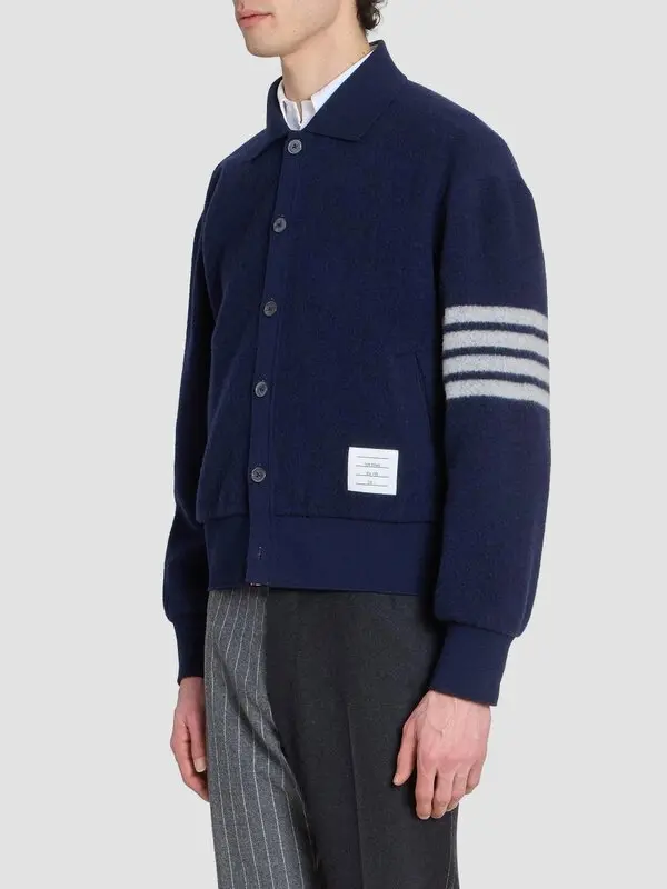 Thom Browne Wool Fleece Collared Jacket