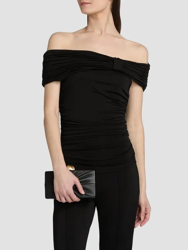 TOCCIN Teagan Ruched Knit Off-the-shoulder Top