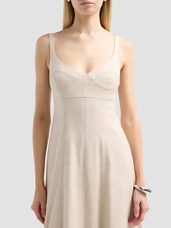 TOCCIN Arya Bustier Linen-blend Midi Dress