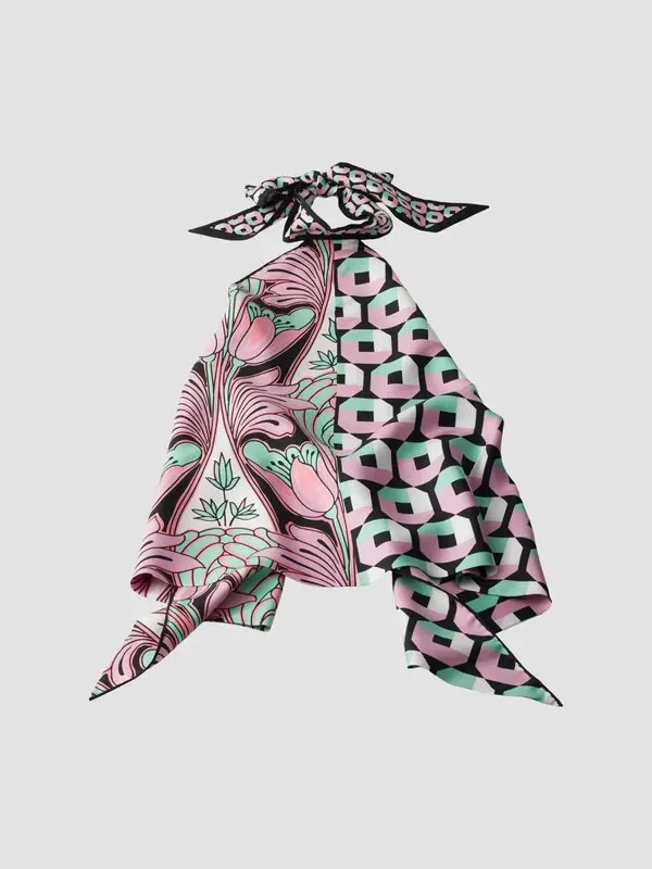 Prada Printed Silk Twill Top - Green