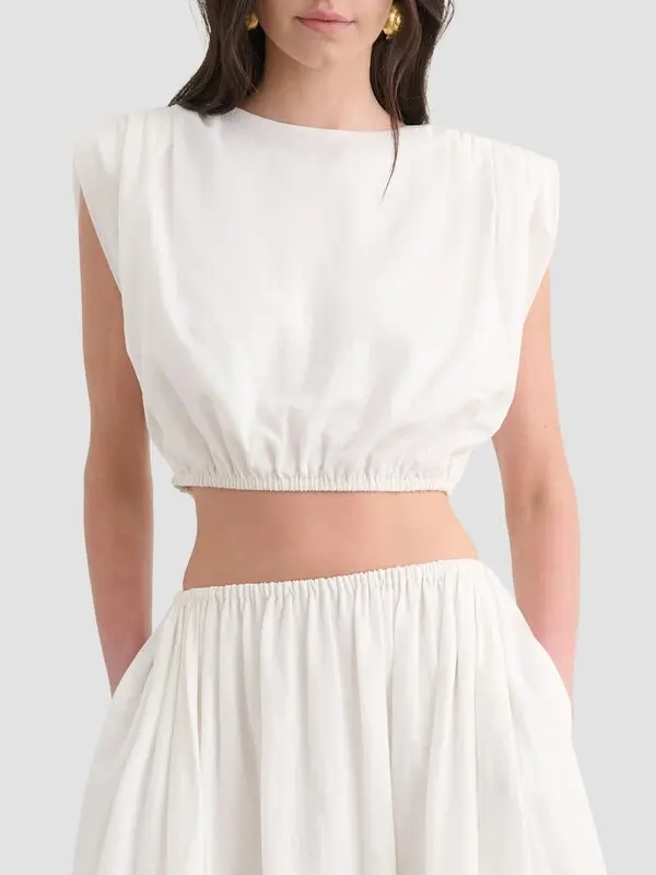 TOCCIN Sirelle Linen-cotton Crop Top - Coconut