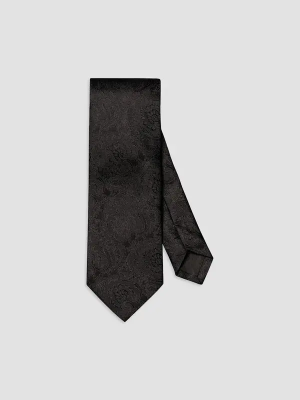 Eton Paisley Woven Silk Tie - Black