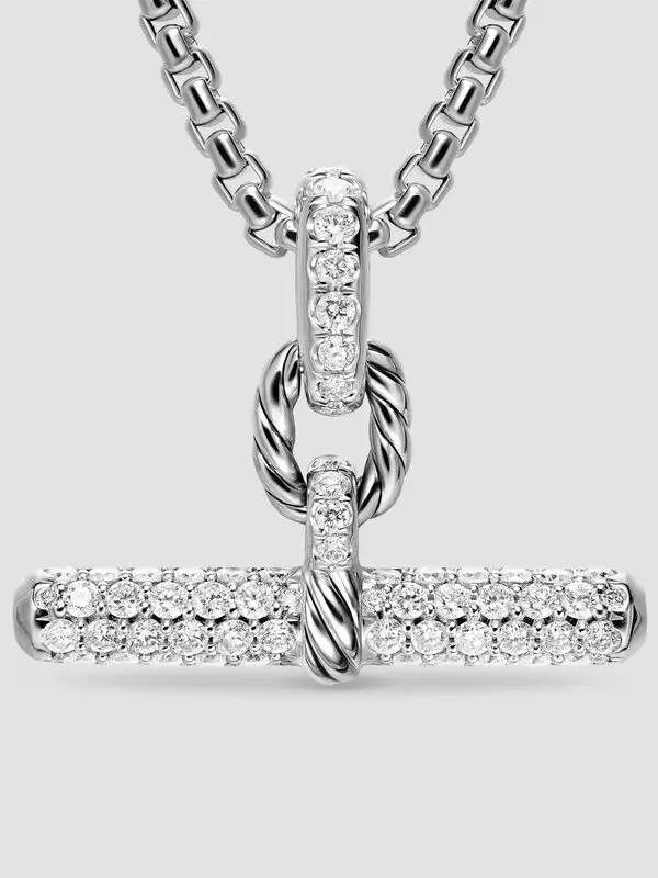 David Yurman Dy Madison Toggle Pendant In Sterling Silver With Diamonds, 20.2mm