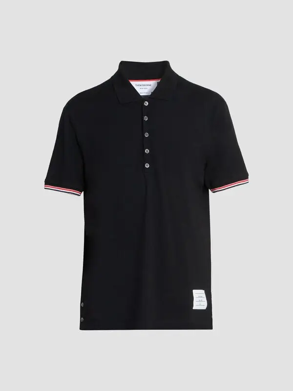 Thom Browne Rwb Tipping Wool Jersey Polo Shirt - Black