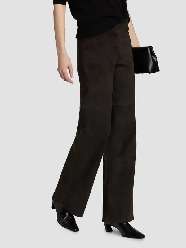 ARMA Karina Suede High-rise Wide-leg Pants