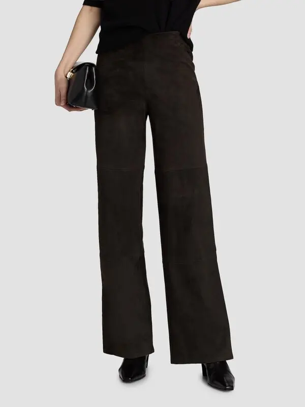 ARMA Karina Suede High-rise Wide-leg Pants