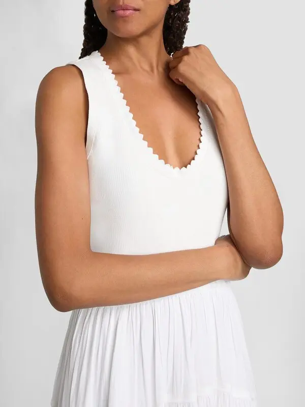 Ramy Brook Hadley Sleeveless Ribbed Midi Dress - Ivory